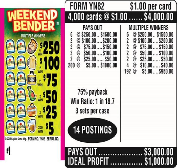 $1.00 Instant Ticket - $250 TOP ($5 Bottom) - Form # YN82 Weekend ...
